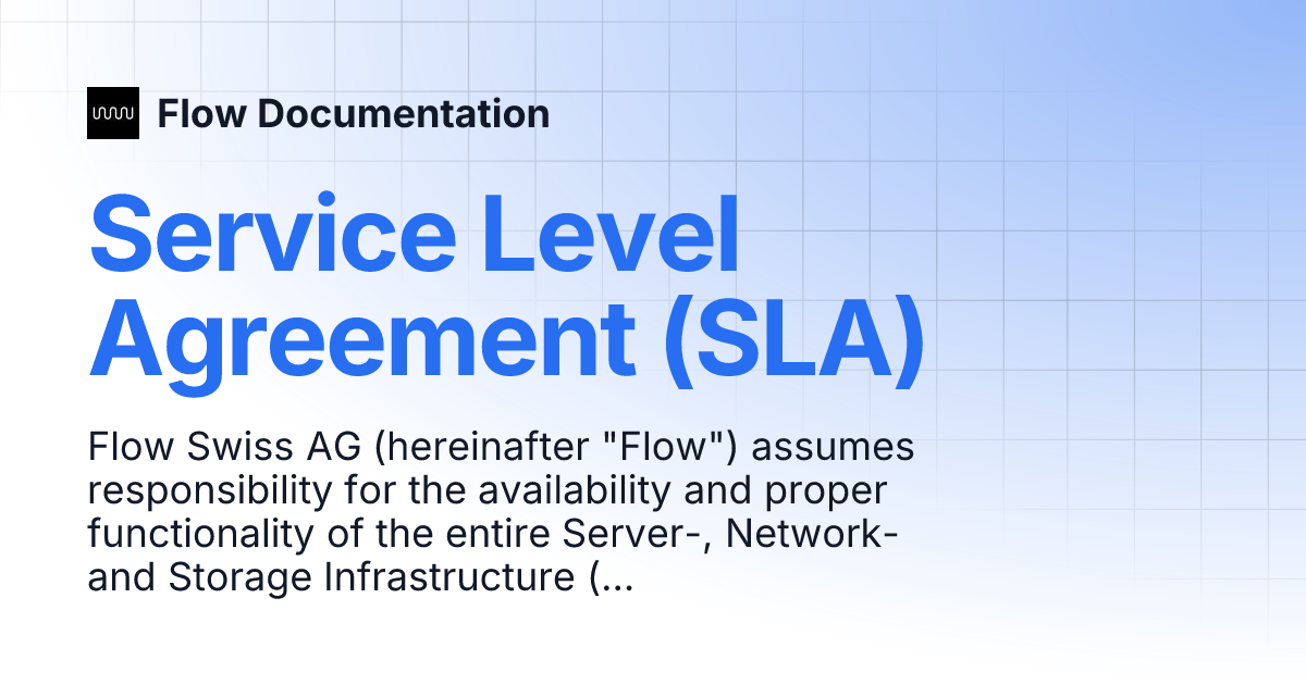 Service Level Agreement (SLA) | Flow Documentation